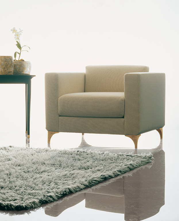 Armchair with upholstery in fabric or in leather - SC1008/P - Oak