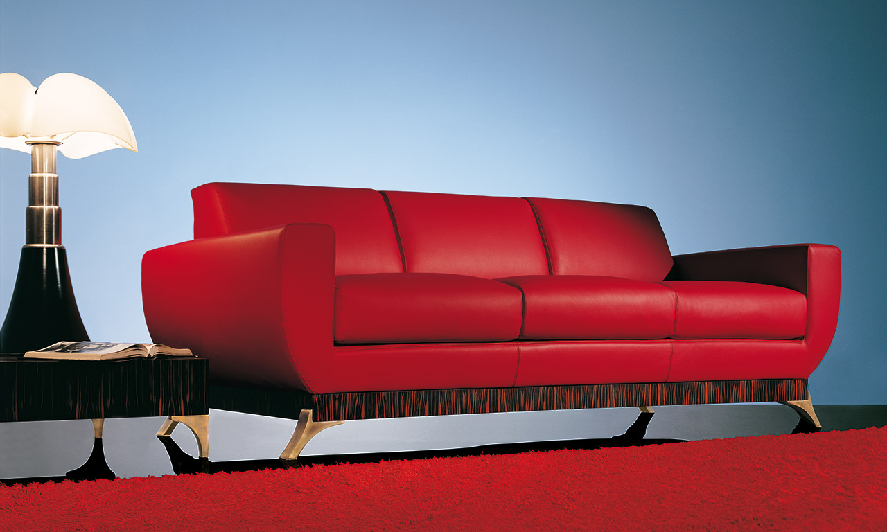 Divano tre posti con rivestimento in tessuto o in pelle - SC1010/3P - Oak